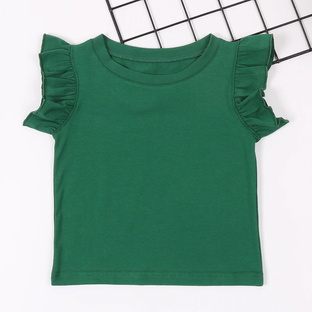 Toddlers Ruffle Tee Shirts Plain Baby Kids Causal Top Shirts Solid ...