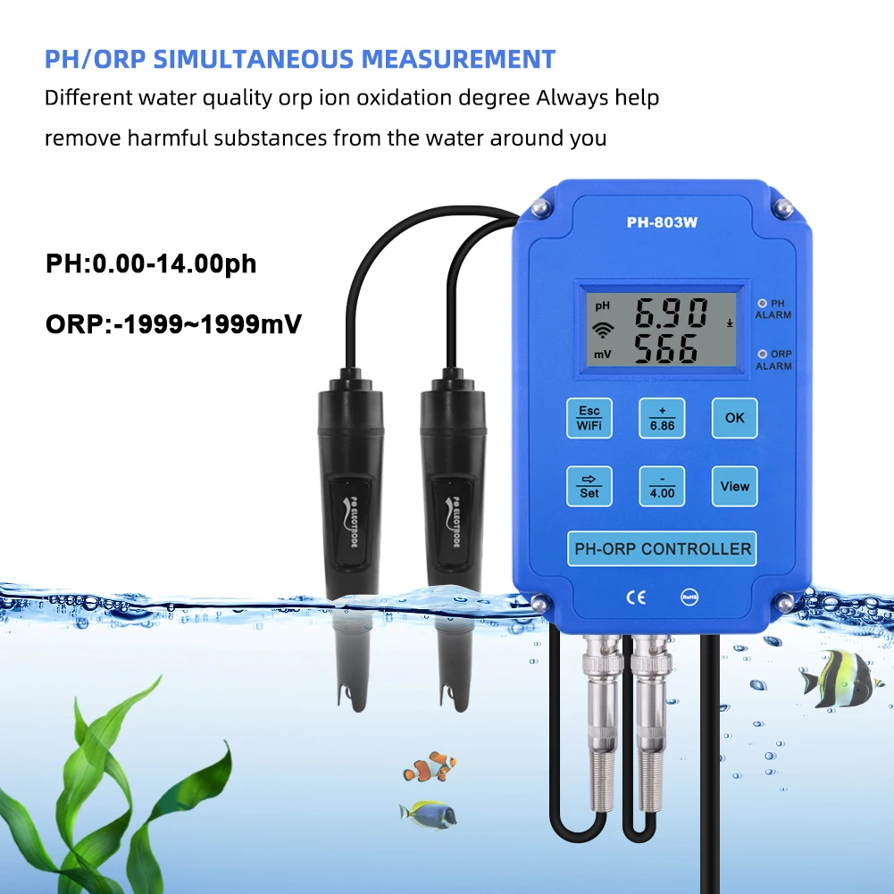 New Ph Orp Redox Controller Wifi Output Power Relay Monitor For Aquarium Hydroponics Plant Pool ...