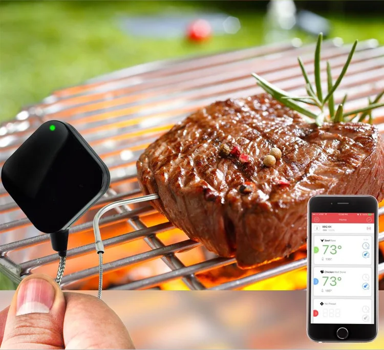 Digital Smart BBQ Grill Thermometer Safe Outdoor Barbecue Meat Smoker ...