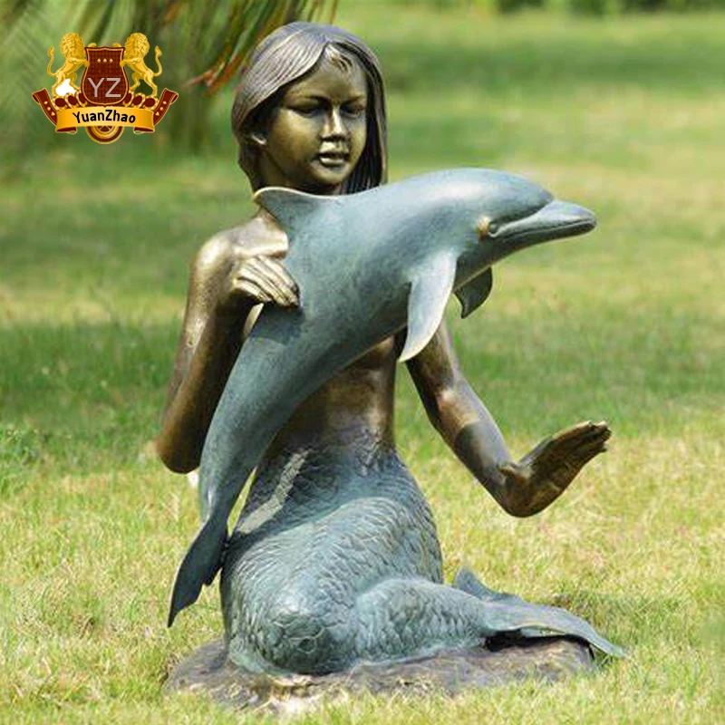 Outdoor Bronze Mermaid Statue - Life Size Water Fountain