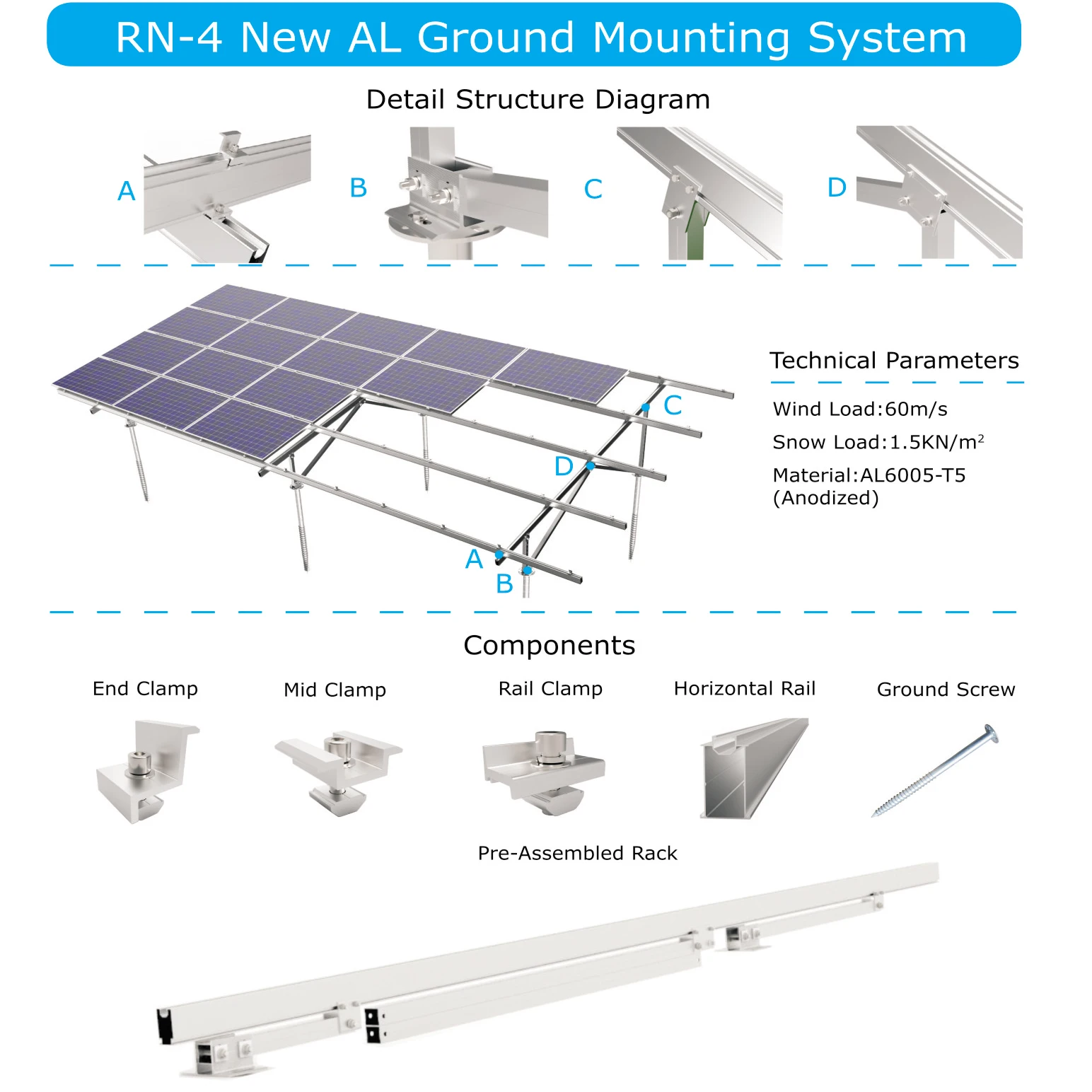 Ground Installation Tilt Mount Solar Brackets - Quick Install