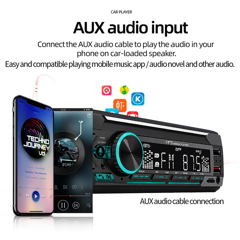 2 USB 12V 7388 IC Remote Control Blue Tooth Car Audio Radio Stereo 7 ...