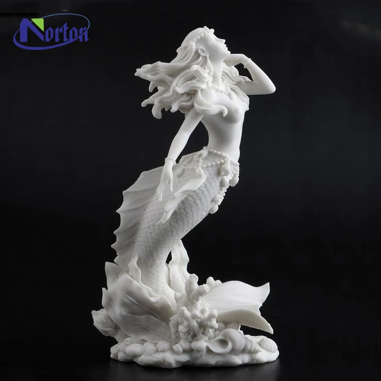 2019 Newest Pure White Marble Mermaid Statue - Life-size