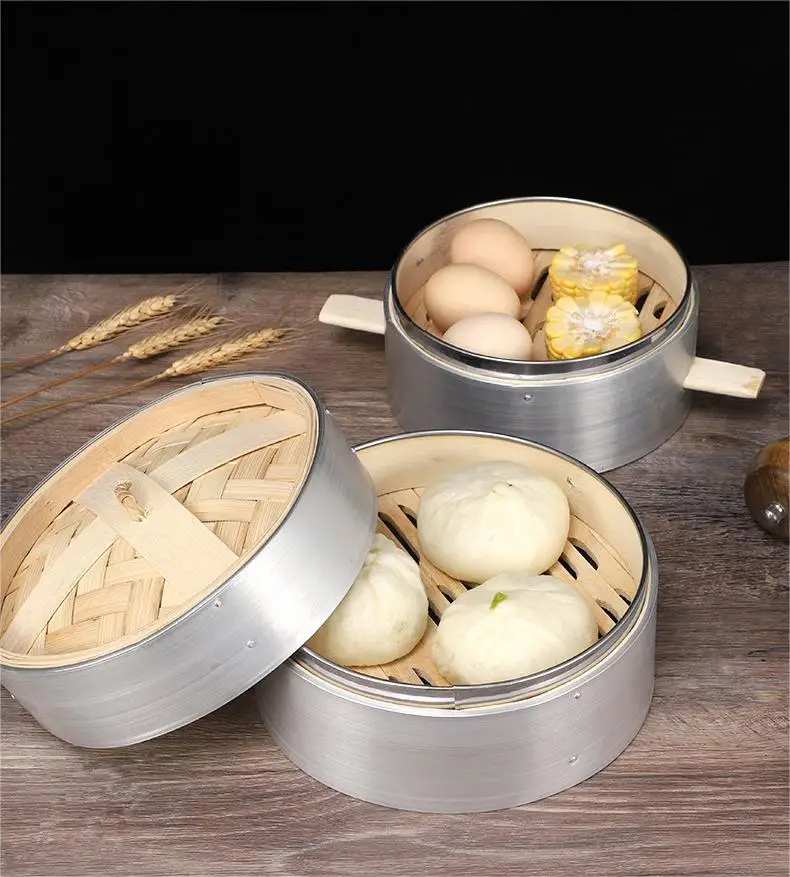 Mu Mini Dim Sum Steamer Dumpling Eco Minin Bamboo Silicone Mat Aluminum ...