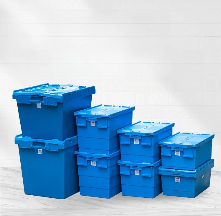 Blue Lid Tilted-insertion Logistics Box,Stackable Plastic Storage Bin ...