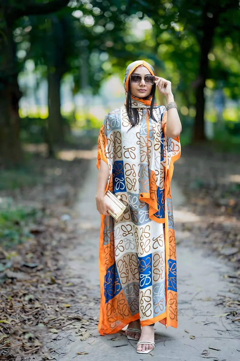 PROMISTAR 2025 Wholesale Luxury Designer Silk Printed Robe