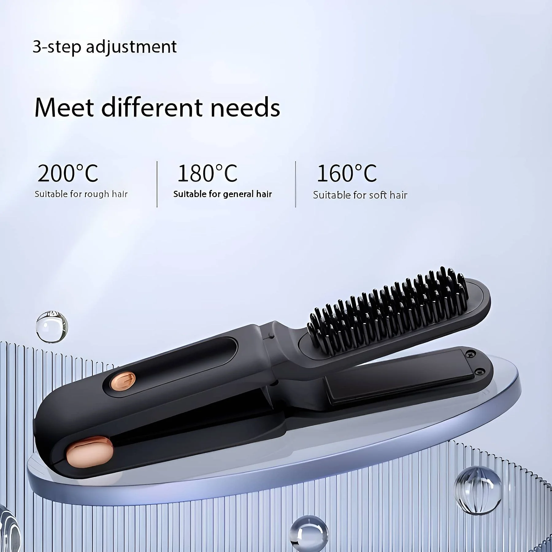 Beslife Electric Wireless Hair Straightener Comb Brush 2 in 1 Hot Combs ...