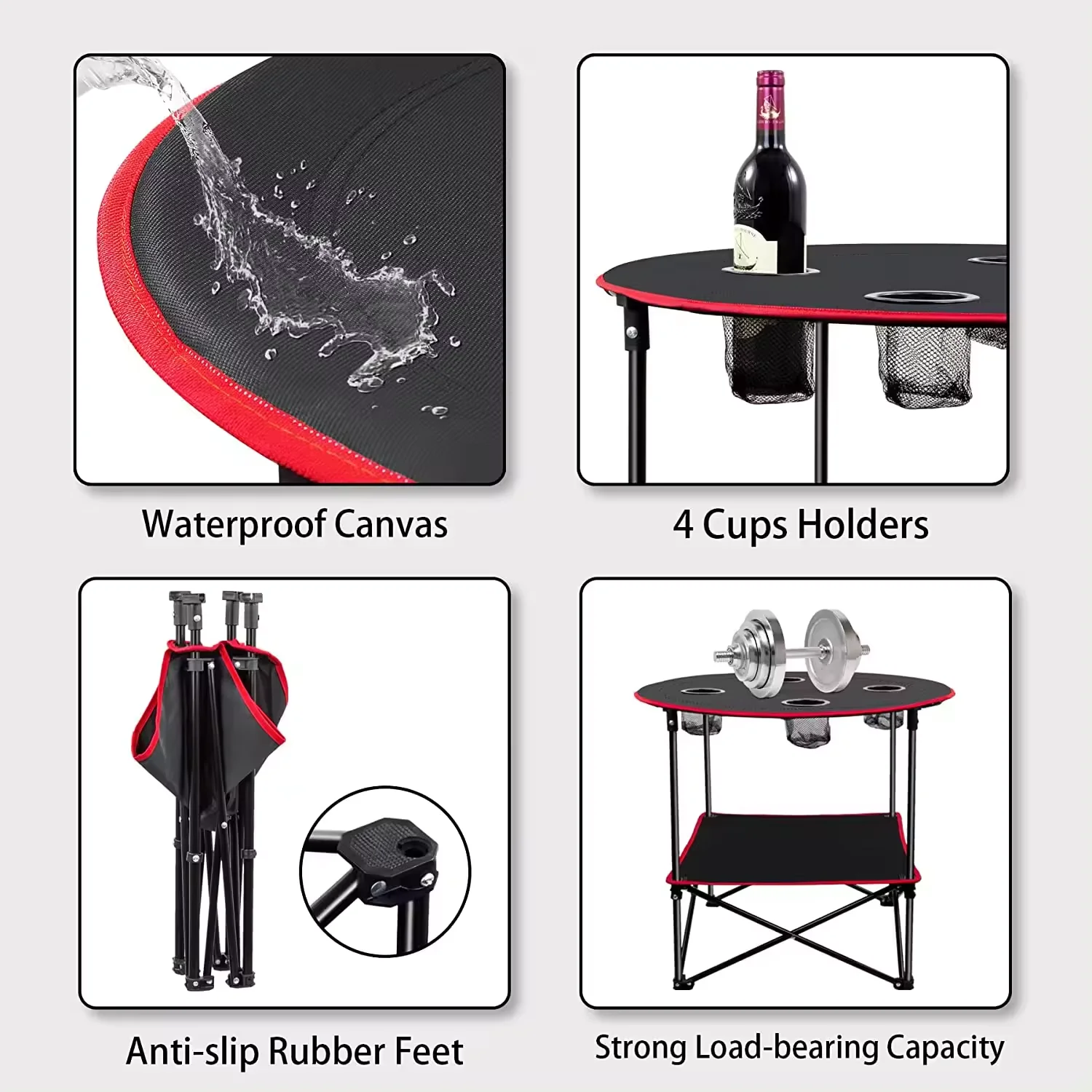 Hot Sale Portable Canvas Double Layer Camping Tables With 4 Cup Holders ...