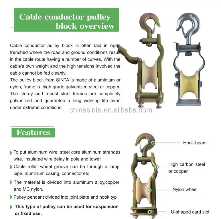 Cable Wire Rope Roller - Durable Nylon Sheave Pulley