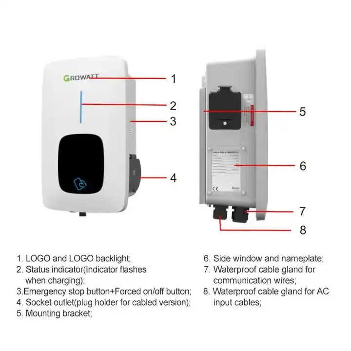 Growatt Thor Smart Ev Charger Thor 07as-s/p-v1 Single Phase 7kw ...