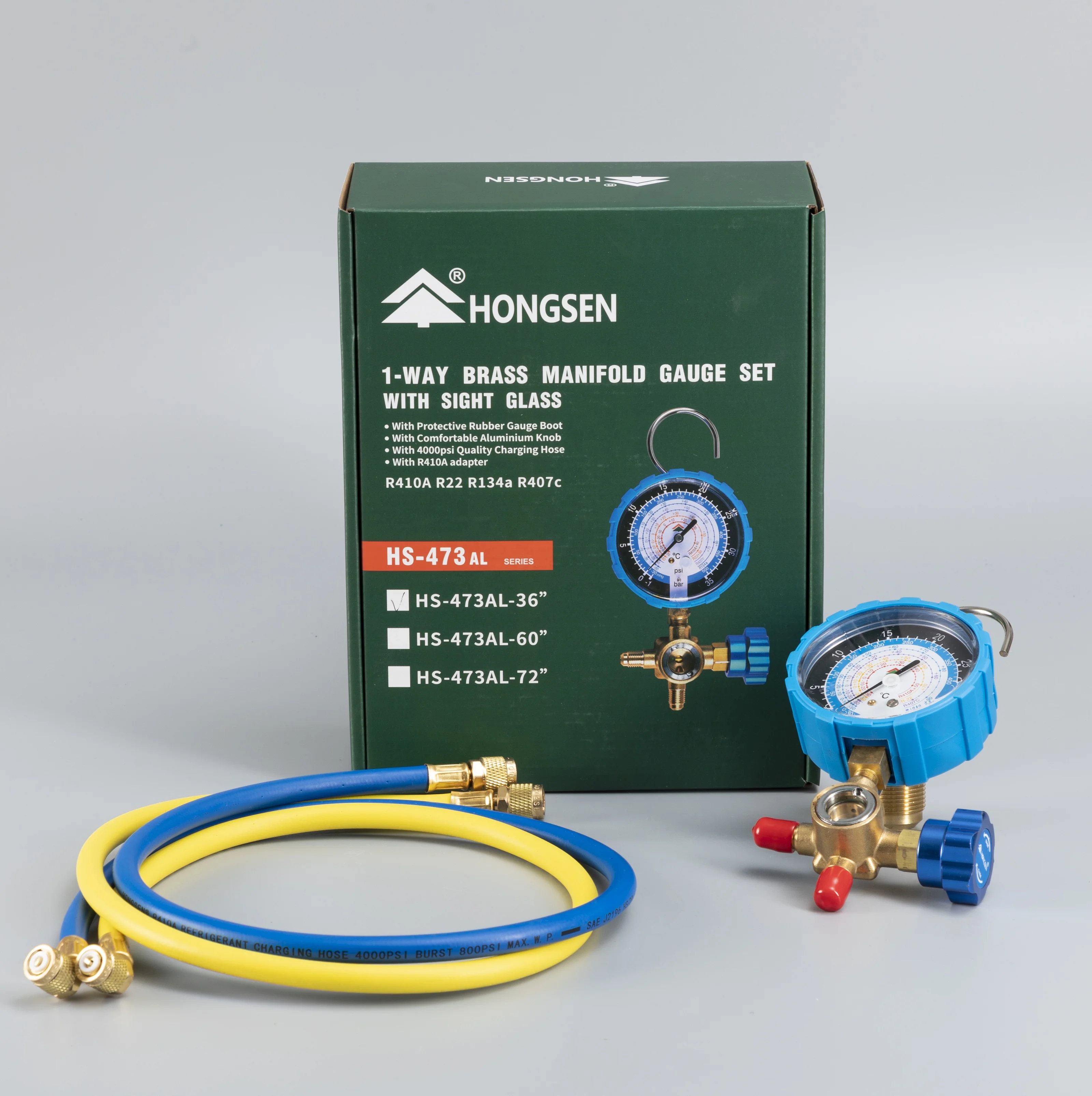 Hongsen Hs-473ah/al Manifold Pressure Gauge R134a R22 R404a R407c R410a ...