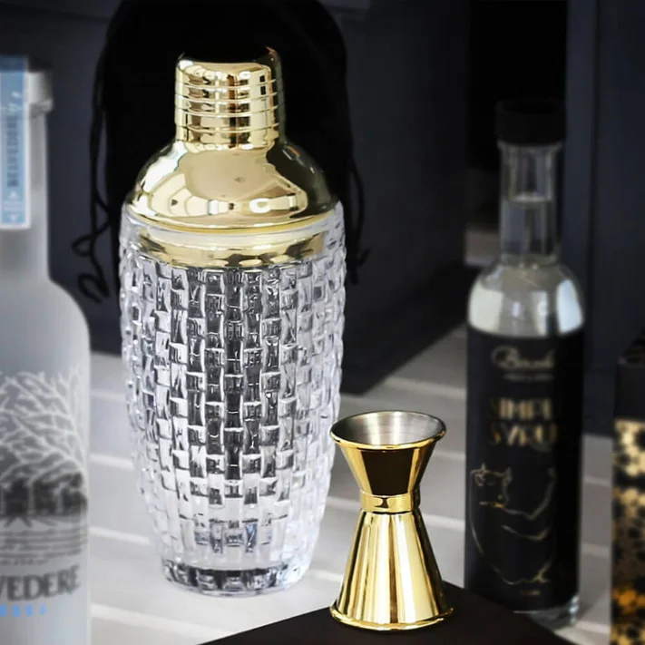 Bartender Crystal Glass Cocktail Shaker Glass Material Gold Silver ...