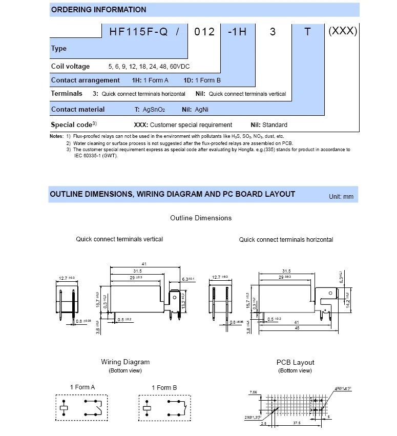 100% Original New HONGFA HF115F-Q Power Relay - 20A, 48VDC