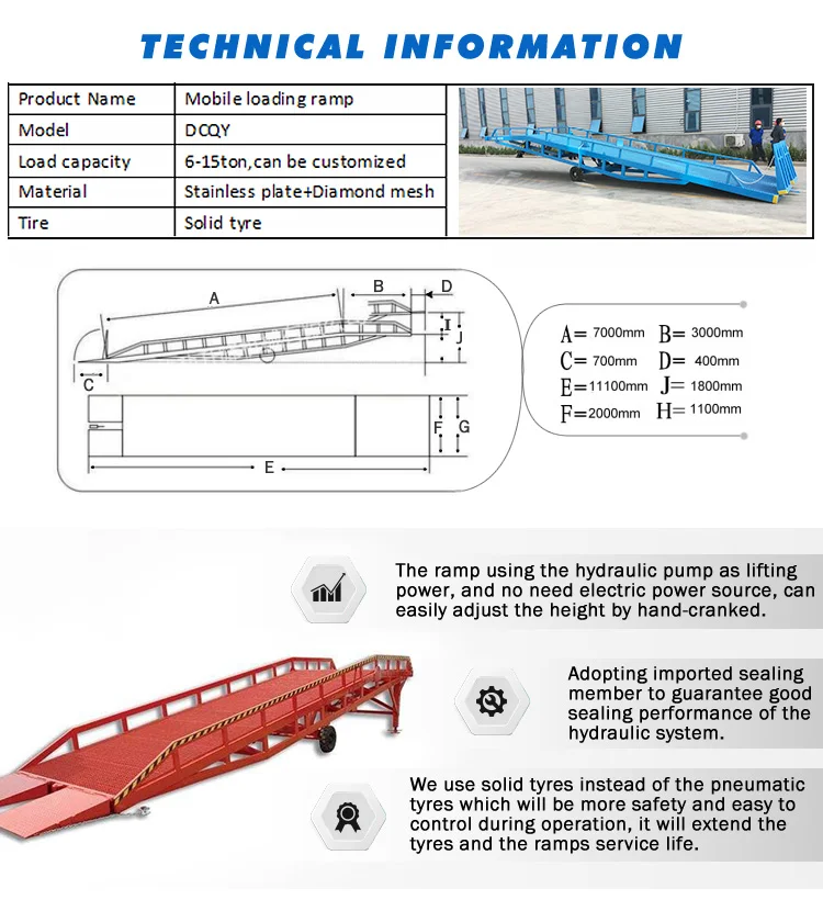 8ton 12ton Truck Hydraulic Dock Loading Ramps - Durable & Efficient