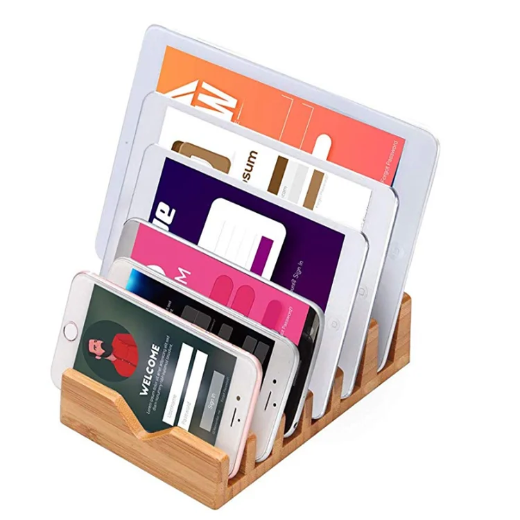 Custom Bamboo Charging Station Multiuse Desk Organizer Mobile Phone ...