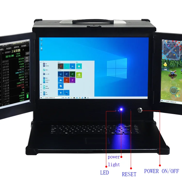 Ruggedized Trifold Computer with Three 18.5" Full HD Displays ...