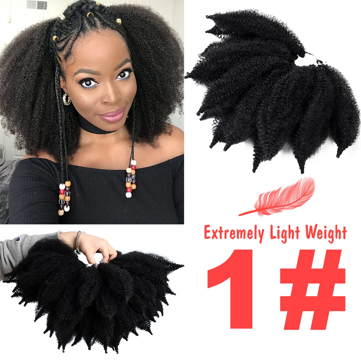 Afro Kinky Marley Braids Twist Synthetic Braiding Hair Crochet ...