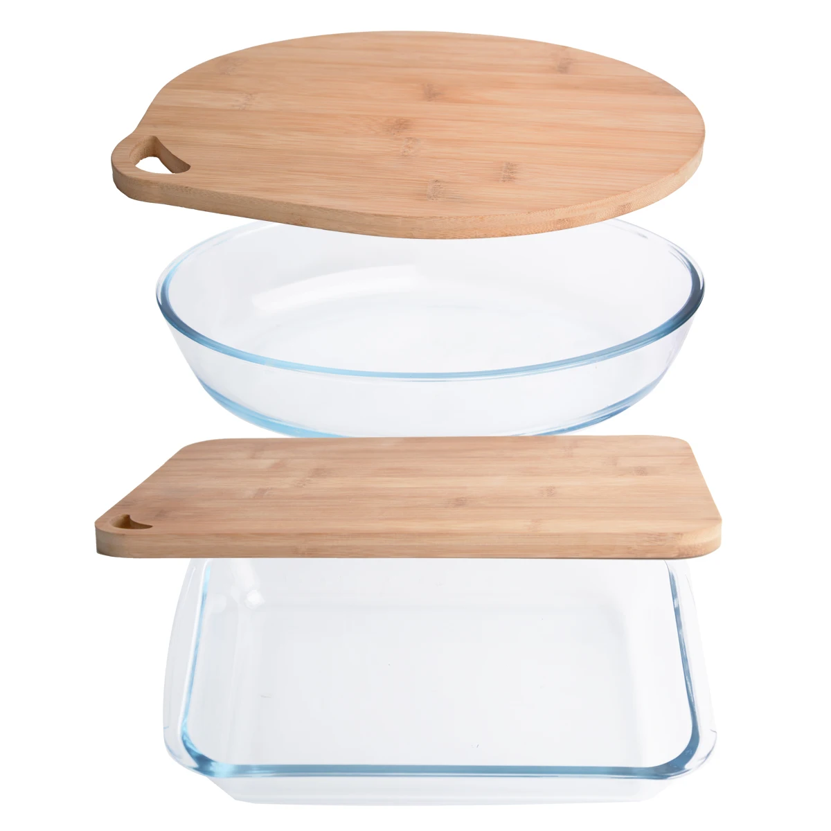 3pcs Baking Dish Set Table Service Glass Dish Baking Tray Heat ...