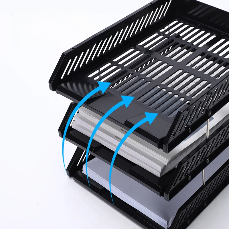 Office File Tray Triple File Management Rack Three-layer File Rack ...
