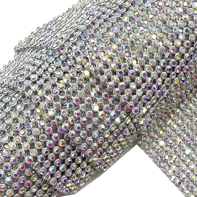 S093120*45cm Iron On Crystal Rhinestone Metal Mesh Diamond Rhinestone ...