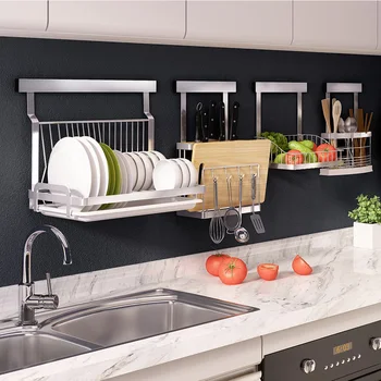 Multifunctional Kitchen Stainless Steel Rack Wall Hanging Collapsible ...