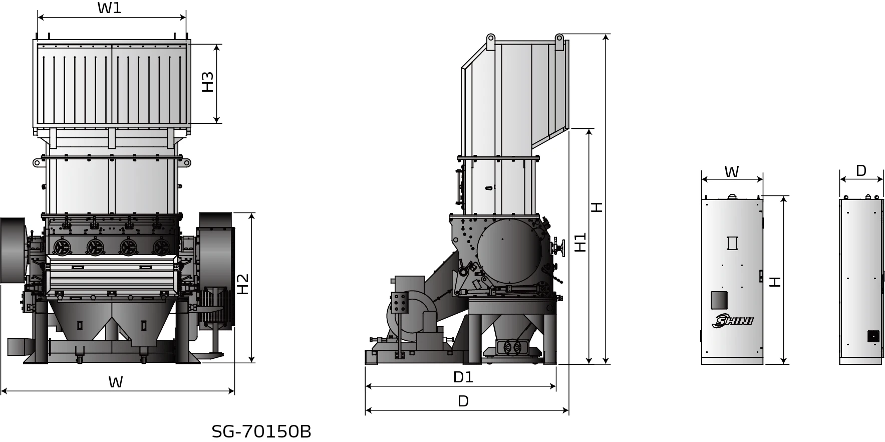 Shini Sg-90b Series Central Granulator / Central Crusher For Plastic ...