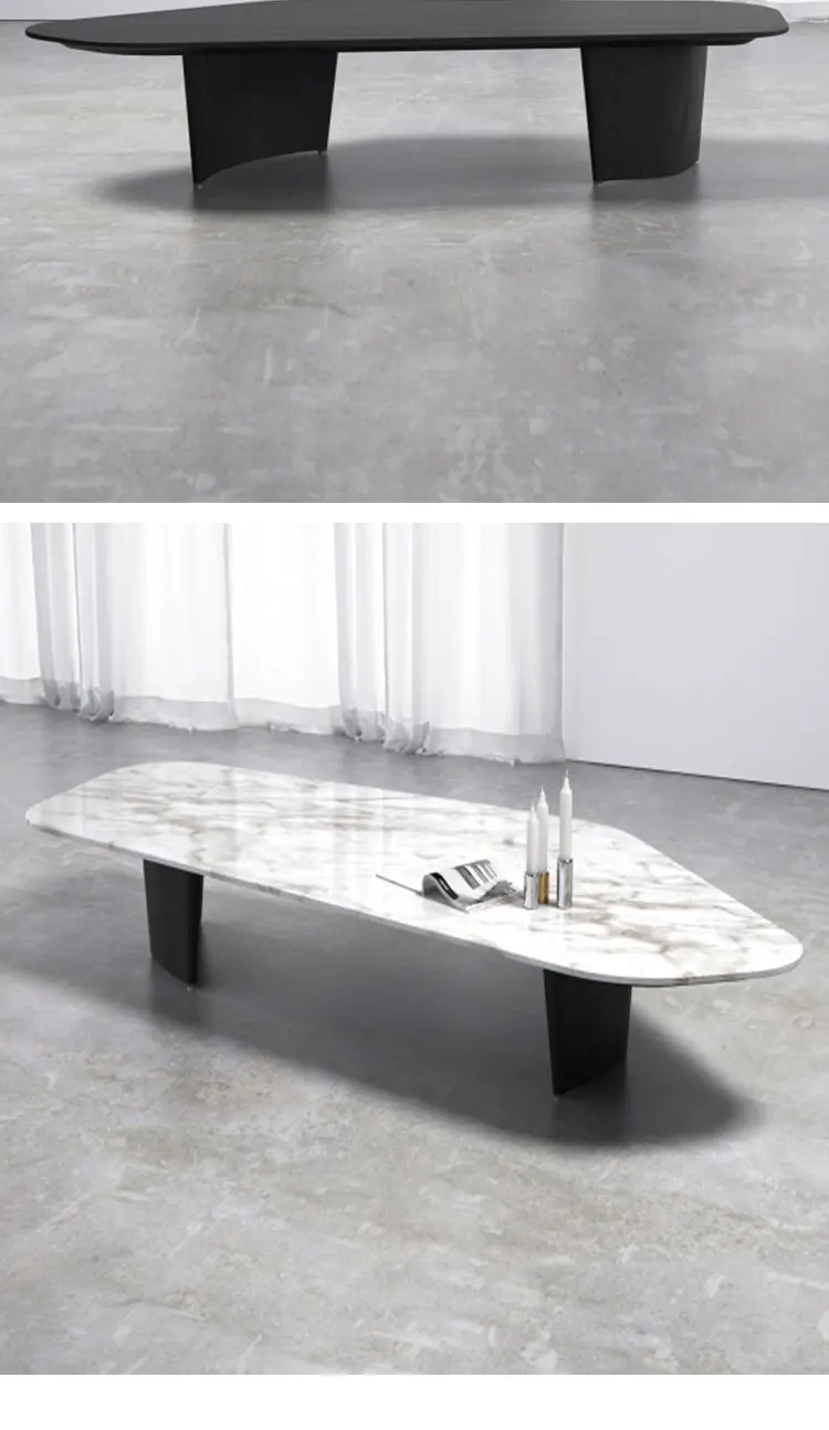 Modern Irregular Shape White Marble Top Coffee Table