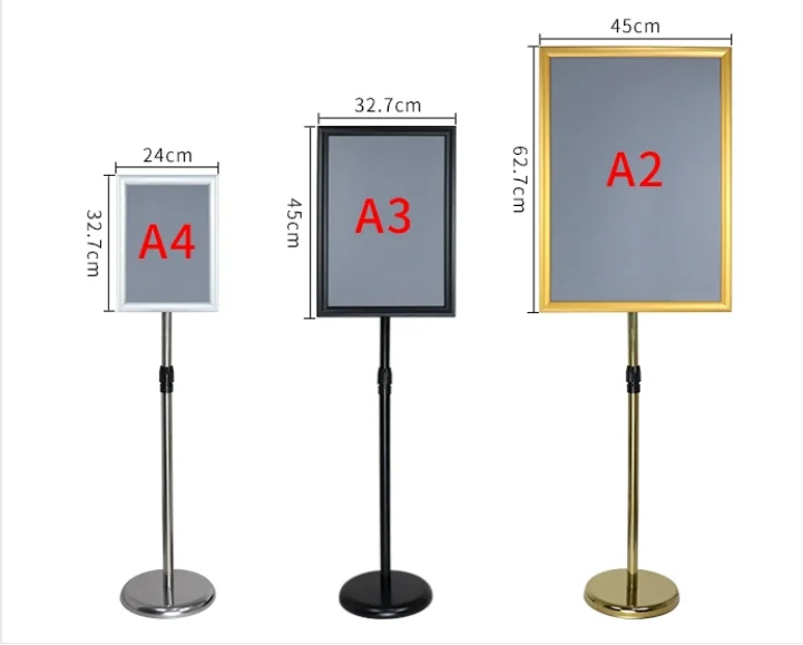 Stainless Steel Floor Standing A4 A3 A2 Poster Adjustable Display Heavy Duty Base Rotating Stand ...