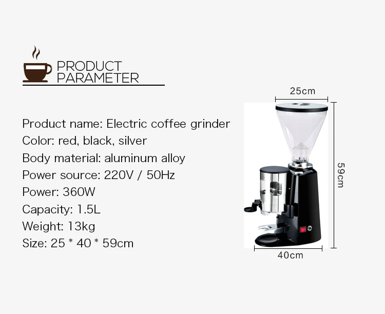 Nibu Electrical Automatic Coffee Bean Grinder - 360W Power