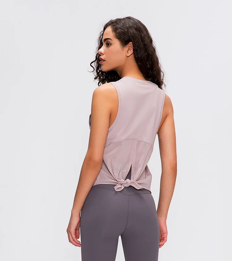 Sexy Back Open Tie Workout Gym Tank Top Fitness Gym Wear Women