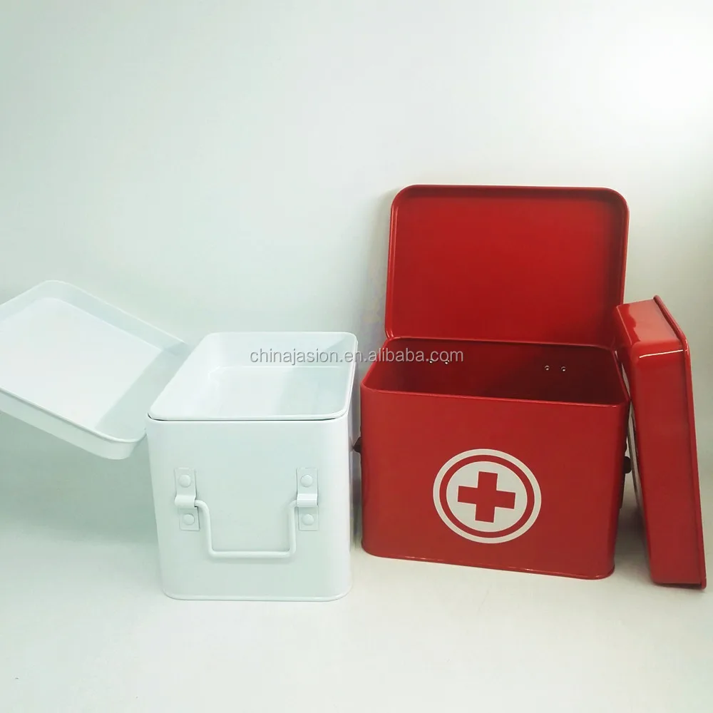 Small Metal First Aid Box - Galvanized Medical Safety Kit