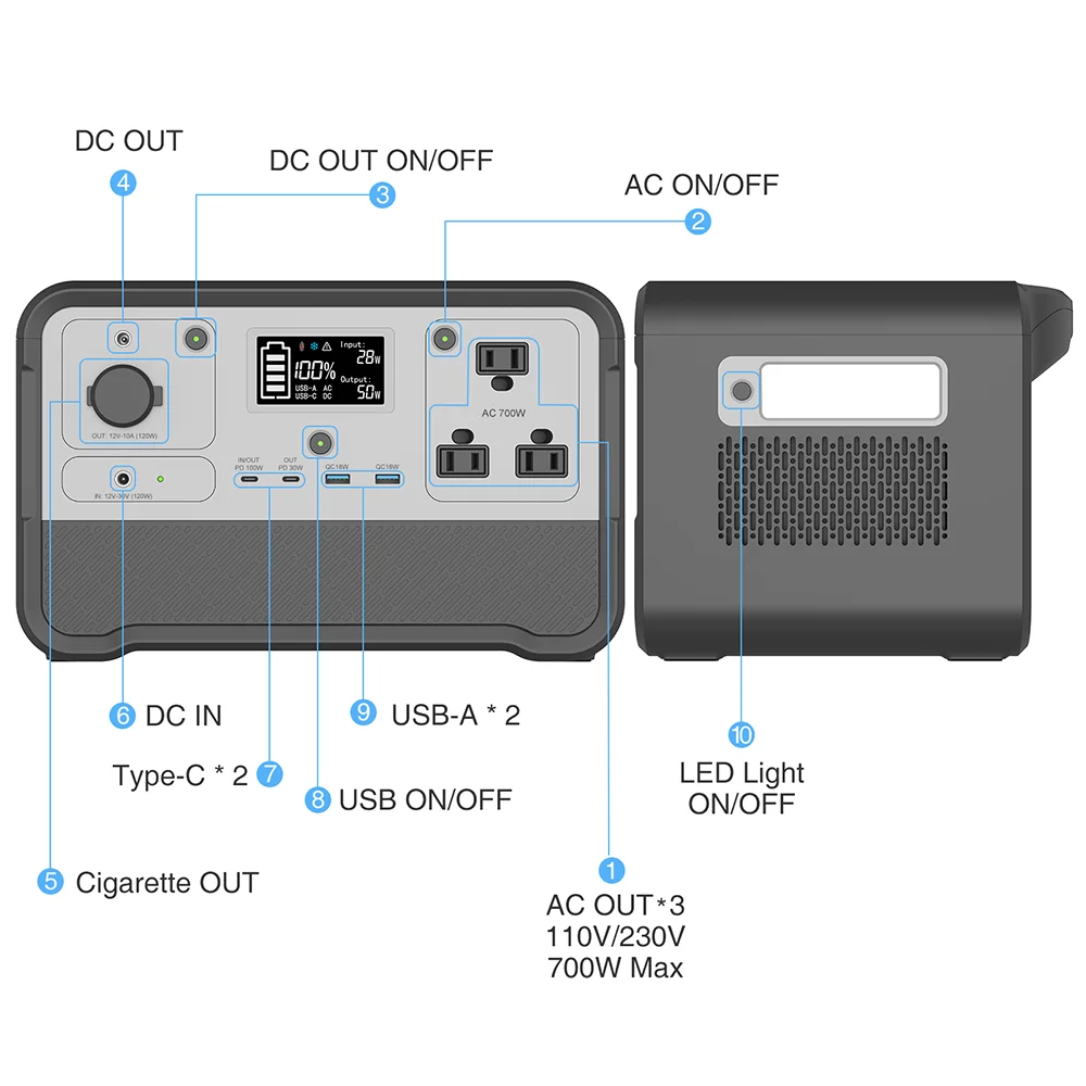 700w Multi Charging Station Lifepo4 Emergency Power Station All In One ...