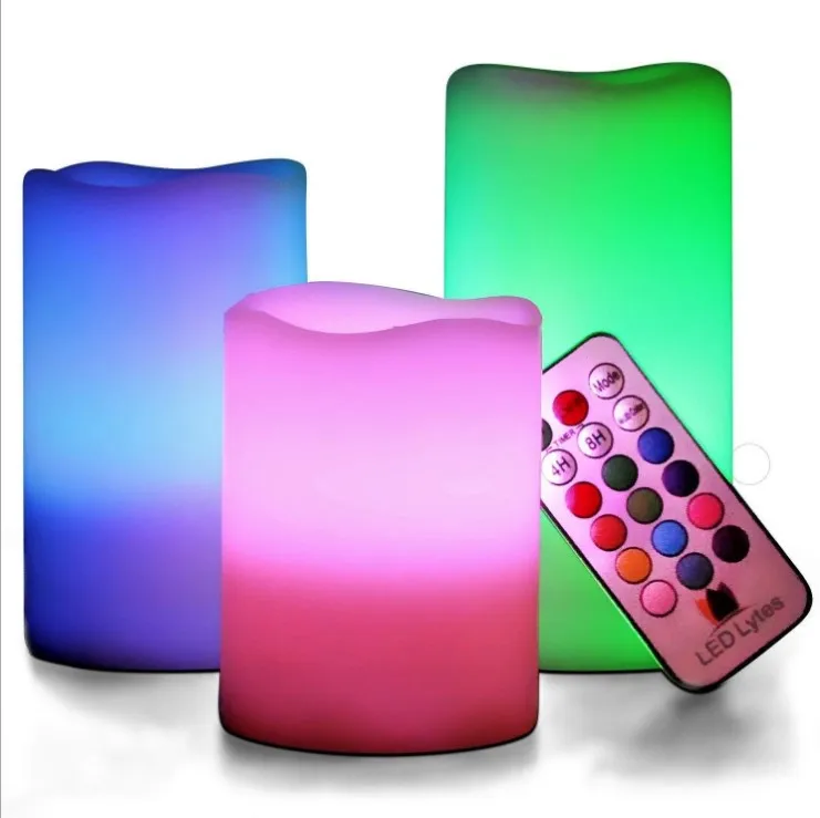 Color Changing Flickering Flameless LED Candles with Remote Control ...