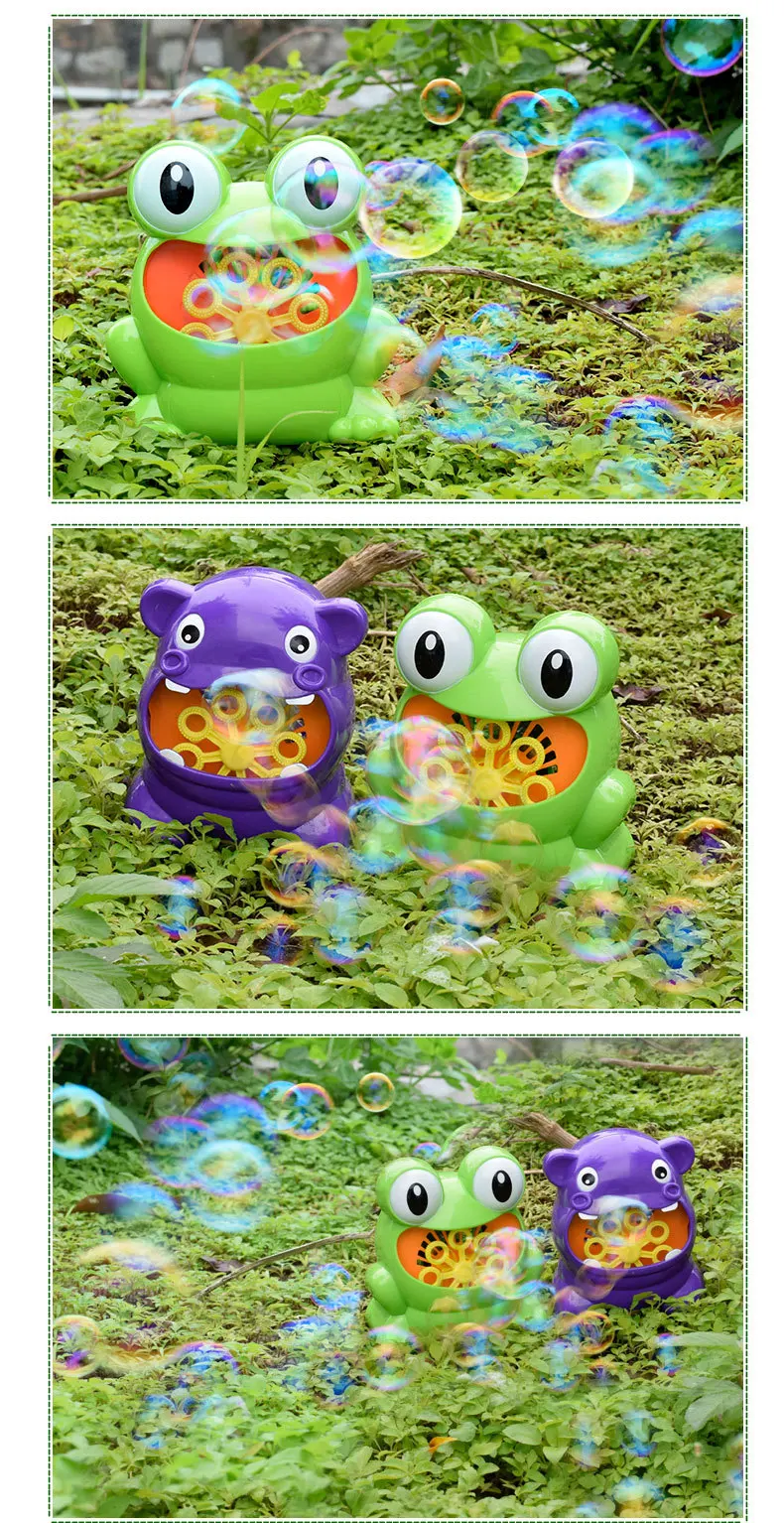 New Bubble Cute Frog Automatic Bubble Machine Soap Water Bubble Blower ...