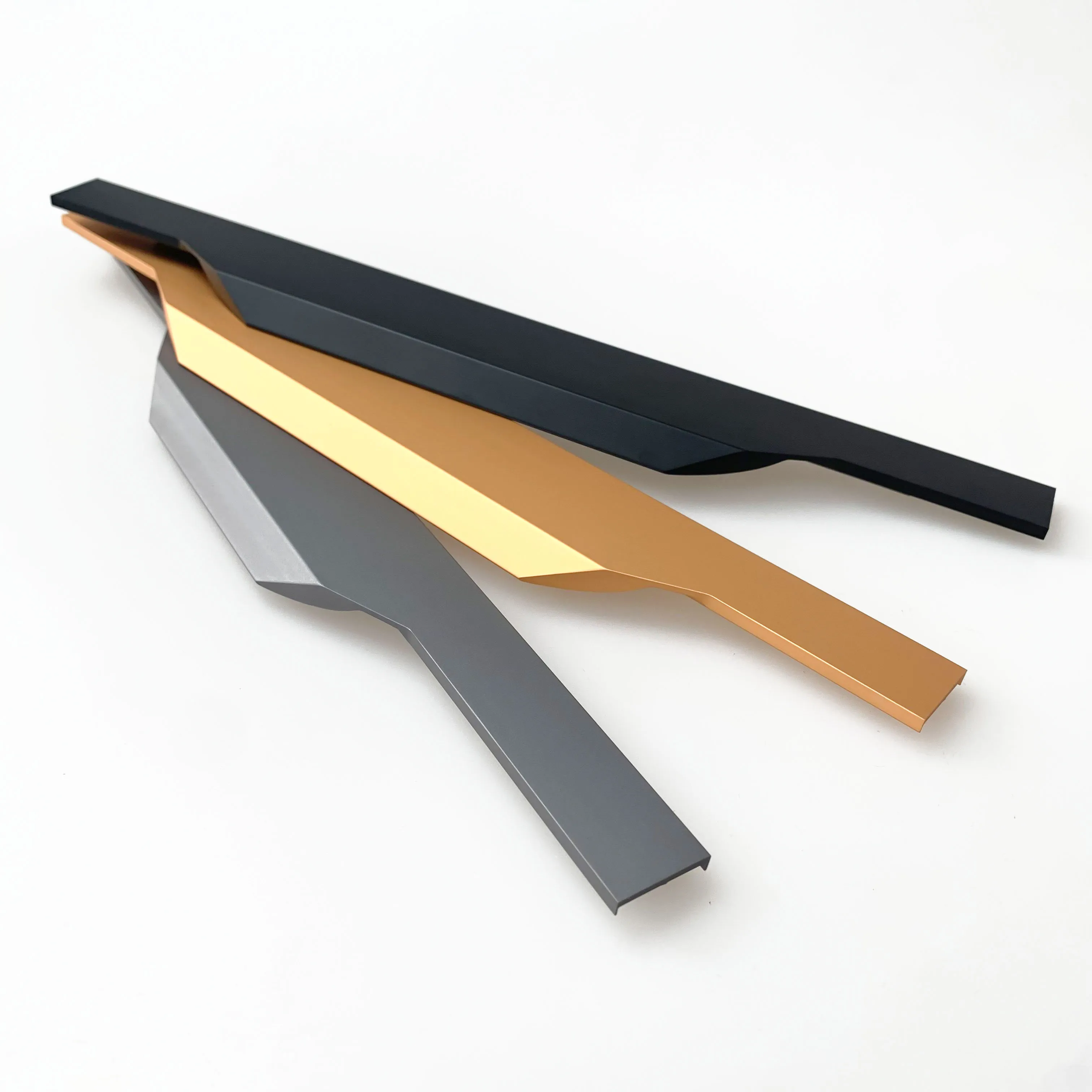 Aluminum Wardrobe Door Finger Pull Profile Handle - Matt Black Gold Grey