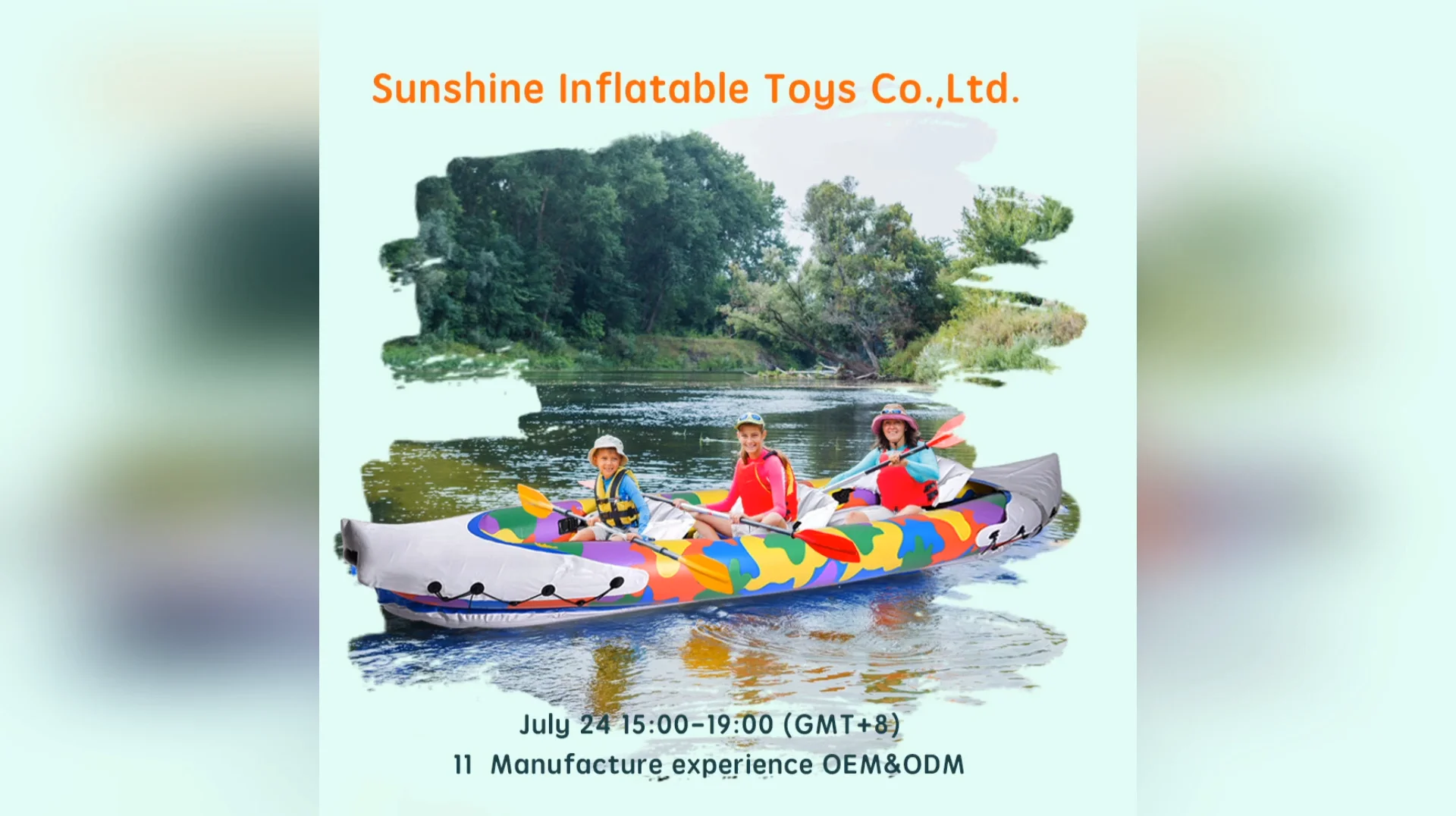 Sunshine Canoe Kayak 3 Person Inflatable Portable Sport Kayak Set Canoe ...
