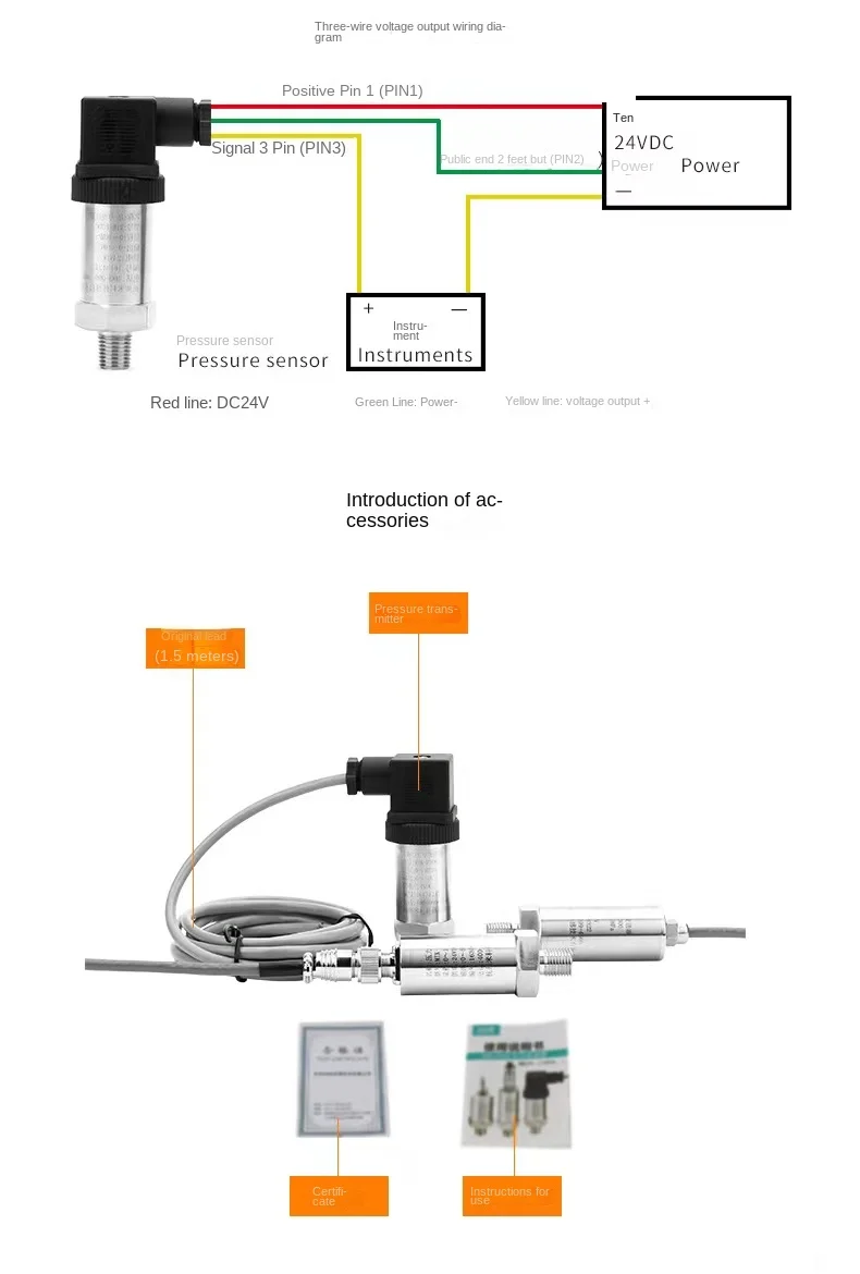 High Precision Digital Display Hydraulic Oil Pressure Sensor Diffusion Silicon 4-20mA High ...