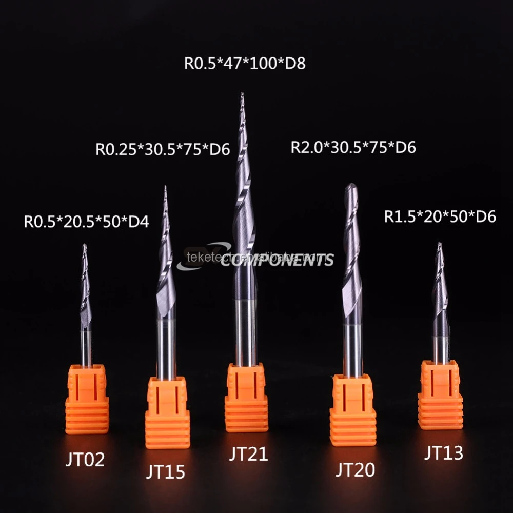 Cnc Router Bits Tungsten Solid Carbide 4mm/6/8mm Ball Nose Tapered End ...