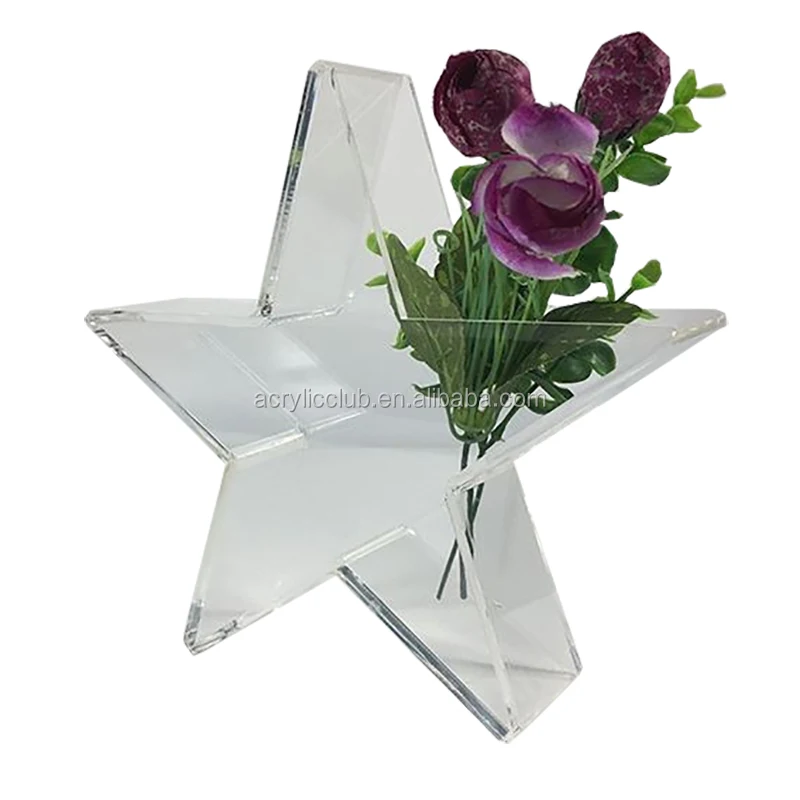 Customizable Contemporary Acrylic Star Flower Vase - Transparent Glaze ...