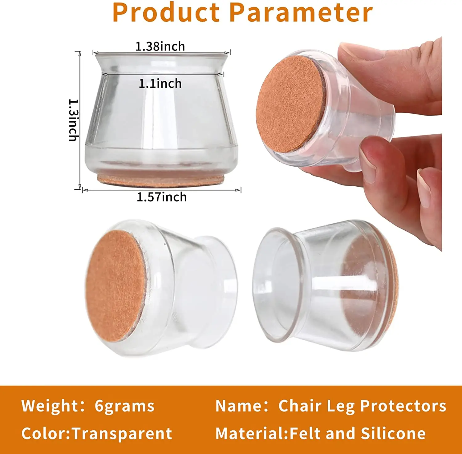 Chair Leg Caps Transparent Silicone Chair Leg Floor Protectors With ...