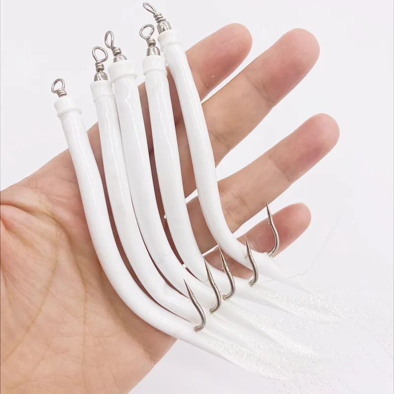 LETOYO Rubber Eel Hook Tube Stainless Steel Fishing Hooks