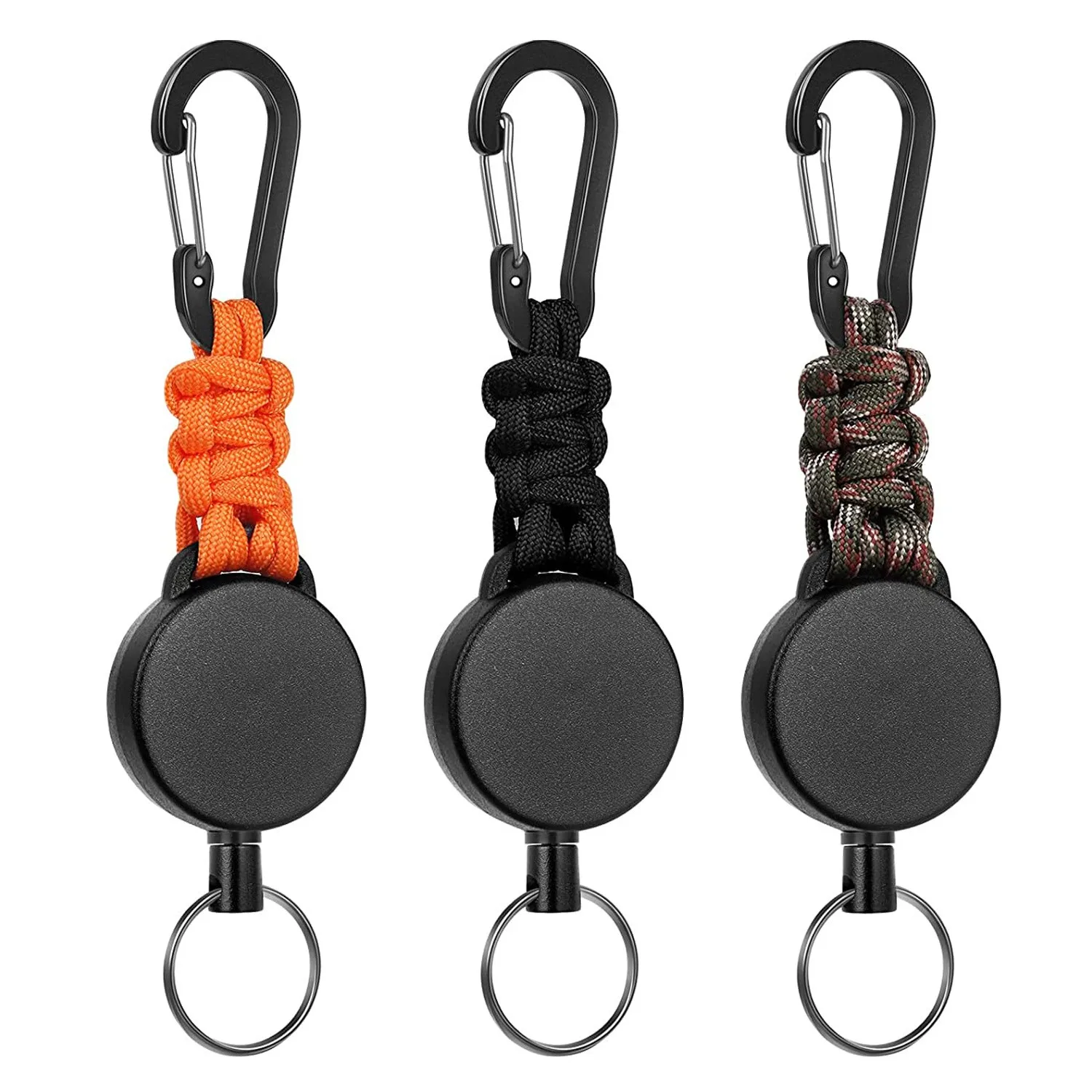 Retractable Keychain Heavy Duty Paracord Retractable Badge Holder Reel ...