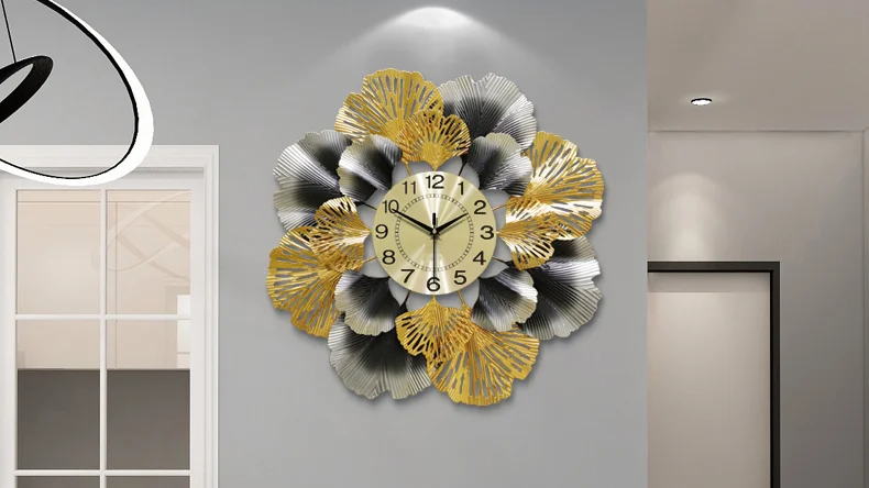 Home Decor Luxury Wall Watch Metal Ginkgo Biloba Wall Art Buy Nordic ...