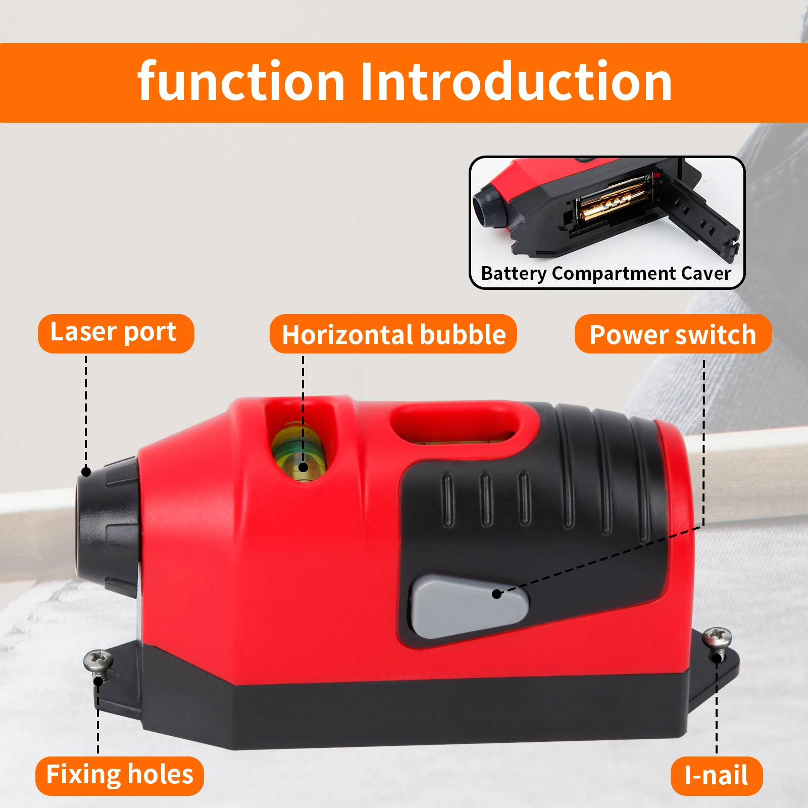 Red Beam Mini Laser Level - Precision Indoor Measurements