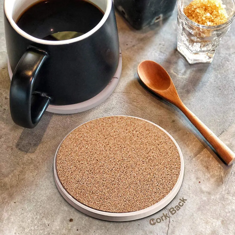 Promotional Absorbent Ceramic Stone Coaster Set With Metal Holder Stand ...