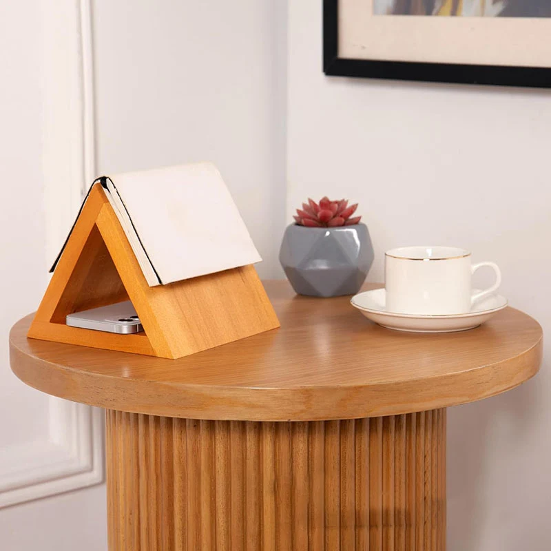 Wooden Triangular Bookshelf Portable Bookstand Bamboo Reading Bookshelf ...