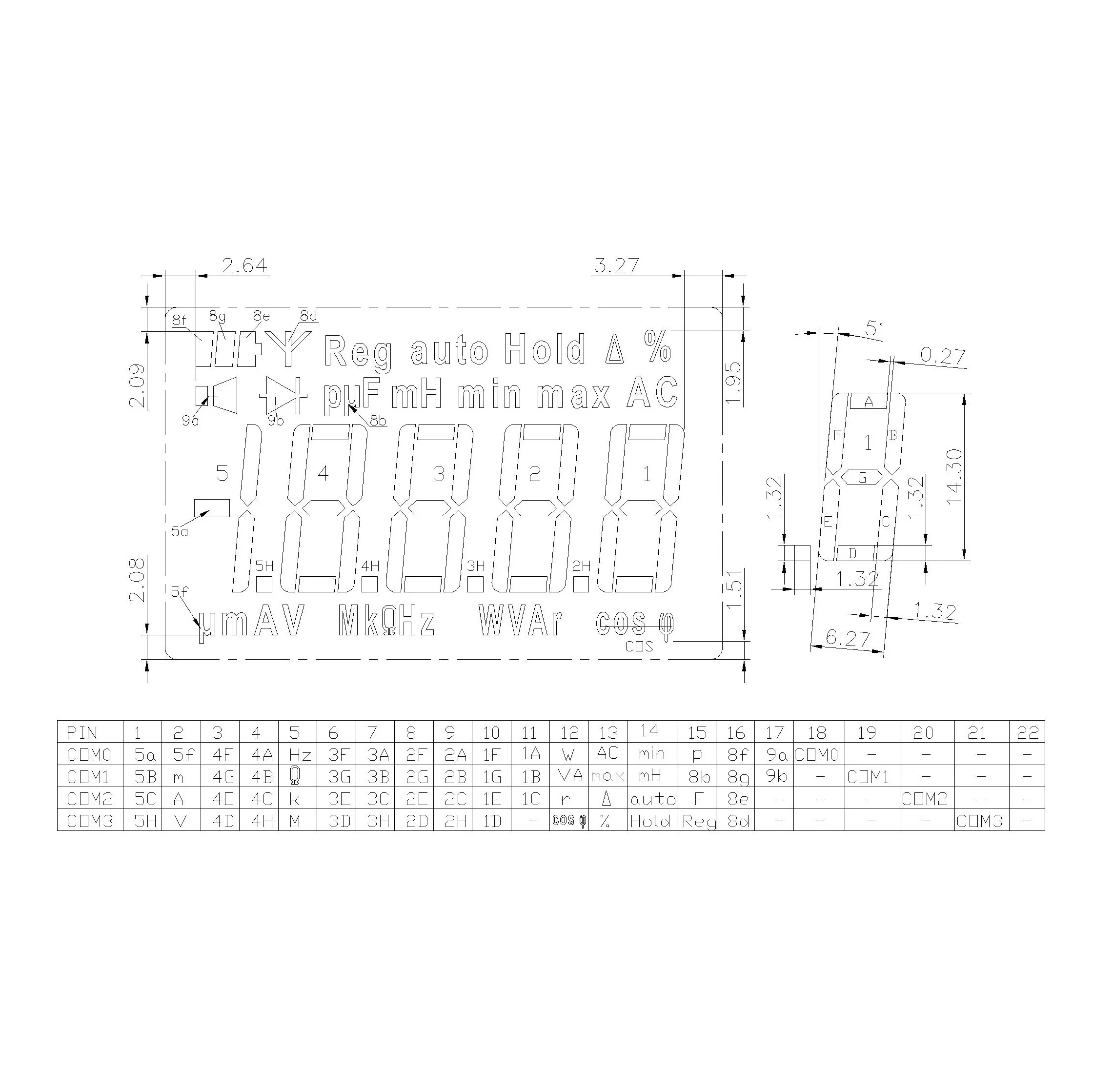 4-digit 7-Segment Display - Custom Reflective LCD Meter