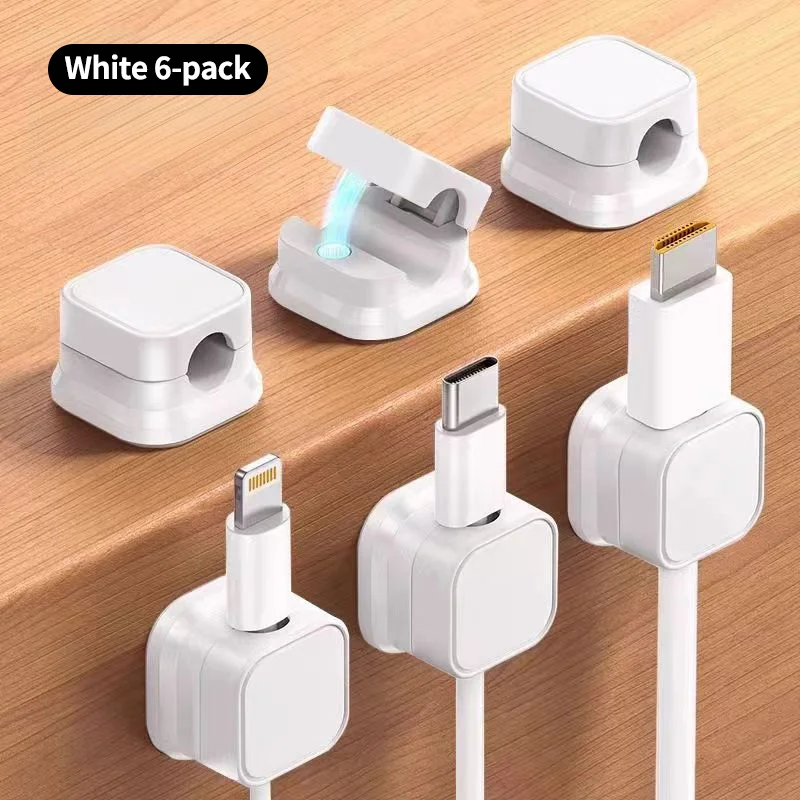 6-piece Magnetic Cable Manager Set for Desktop & Wall Mount