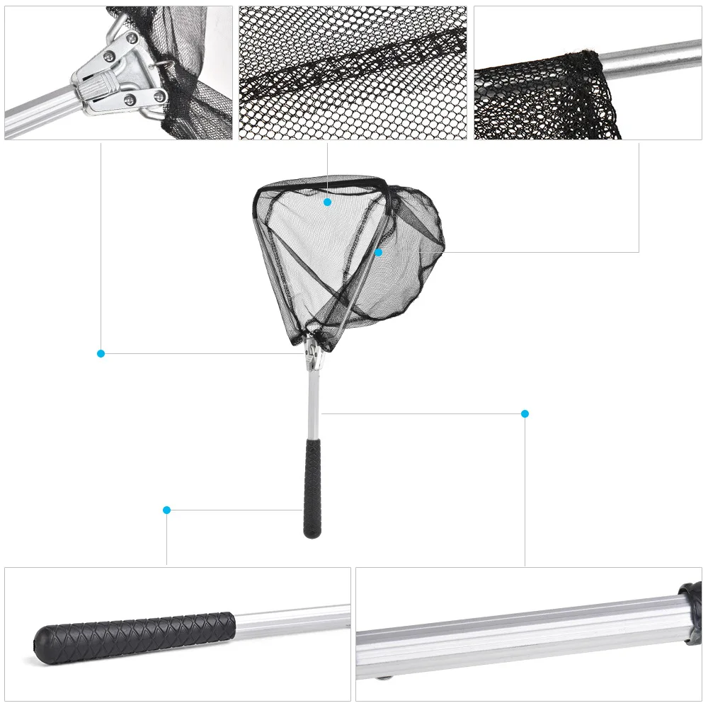 27972 Triangle Folding Fish Landing Net Aluminum Alloy Fishing Landing ...