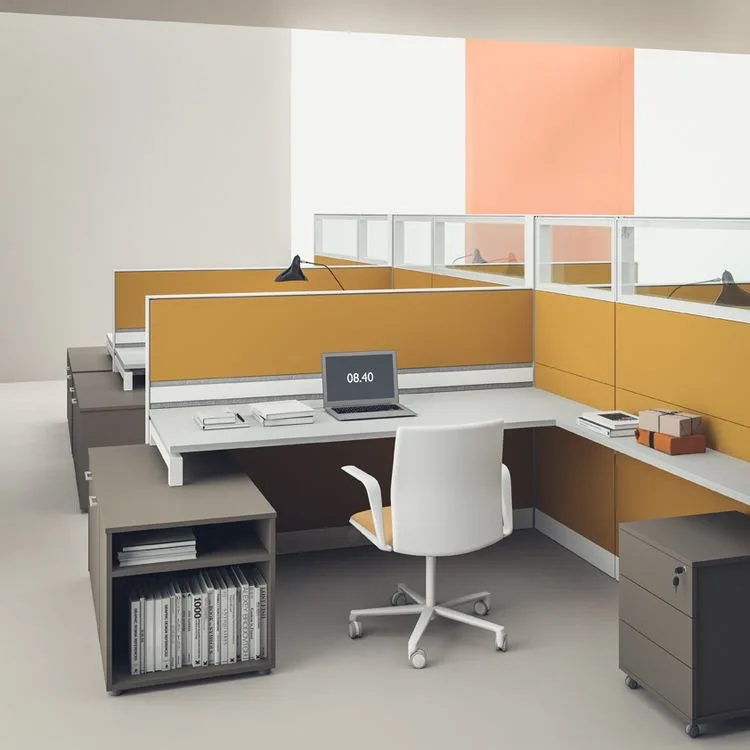 Office Divider Cubicles - 2 Person Workstation with Glass